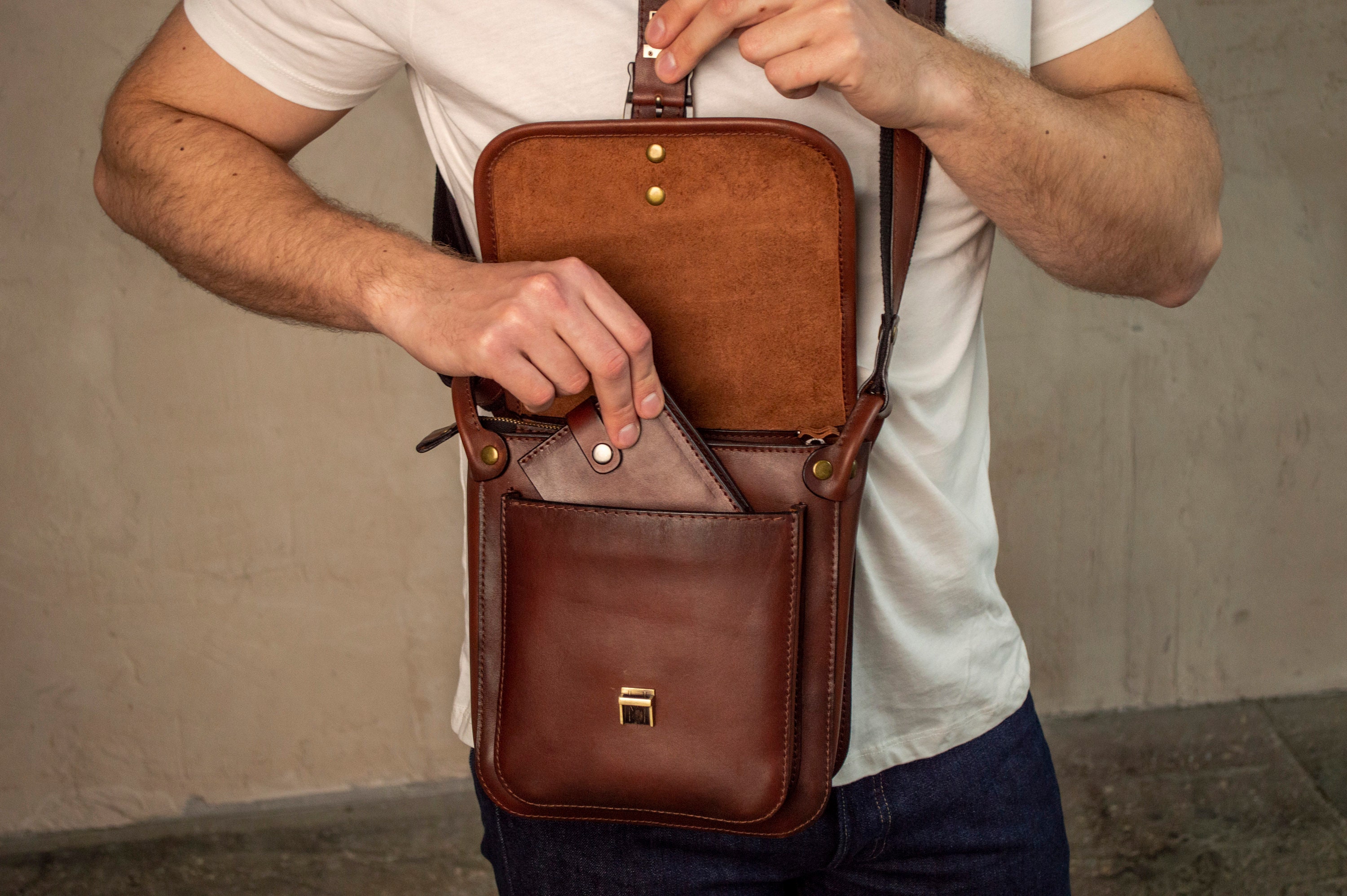 Men Leather Bag Leather Shoulder Bag Crossbody Bag for Men - Etsy