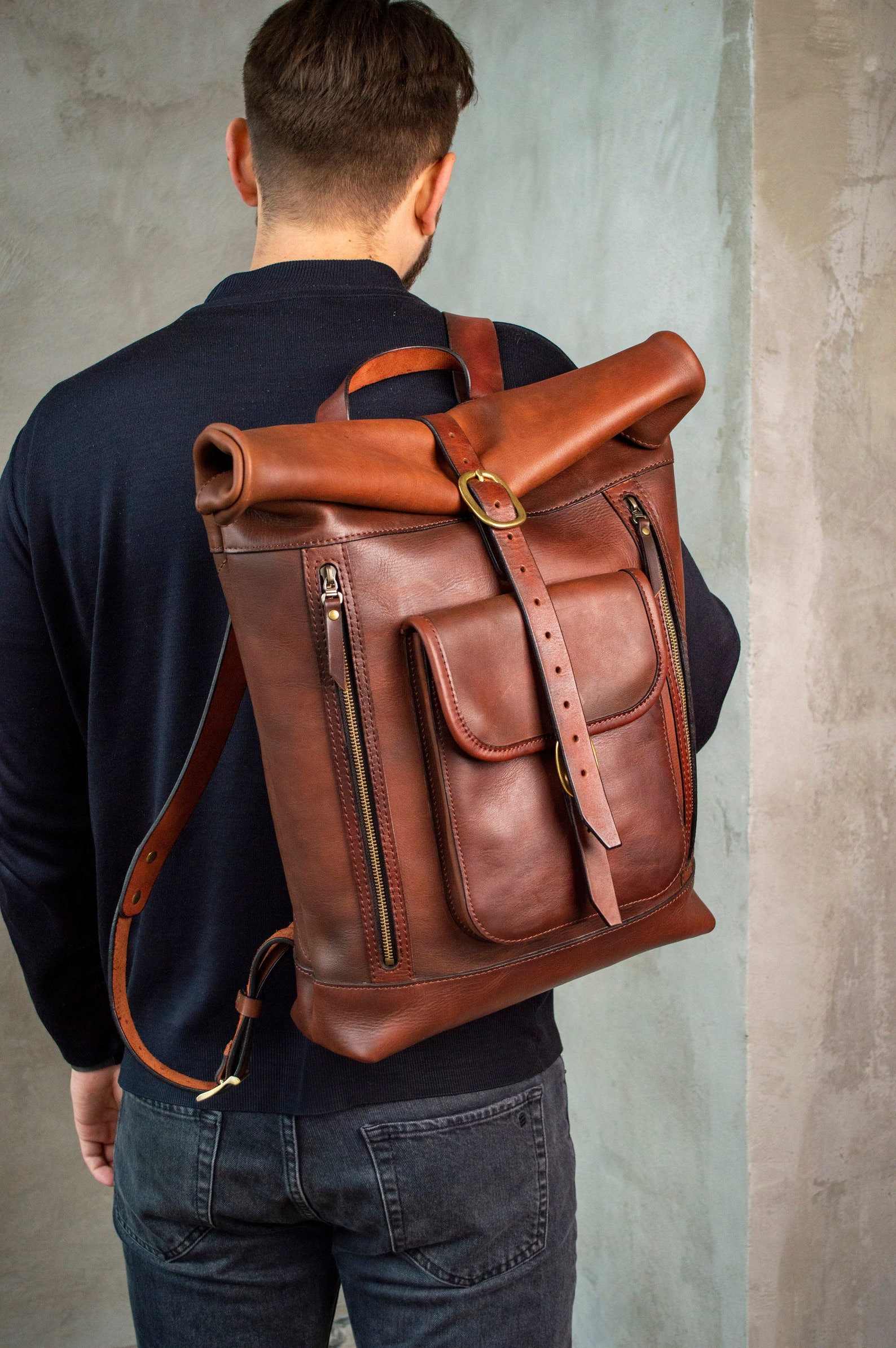 Leather Backpack, Leather Backpack for Men, Men Leather Travel Backpack ...