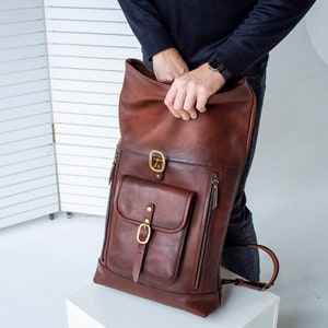 Leather Backpack, Leather Backpack for Men, Men Leather Travel Backpack ...