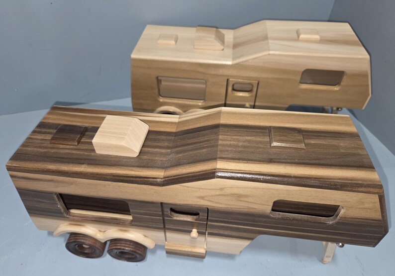 Handmade Poplar Wood Crafted Camper and Truck | Slide-out and Working ...