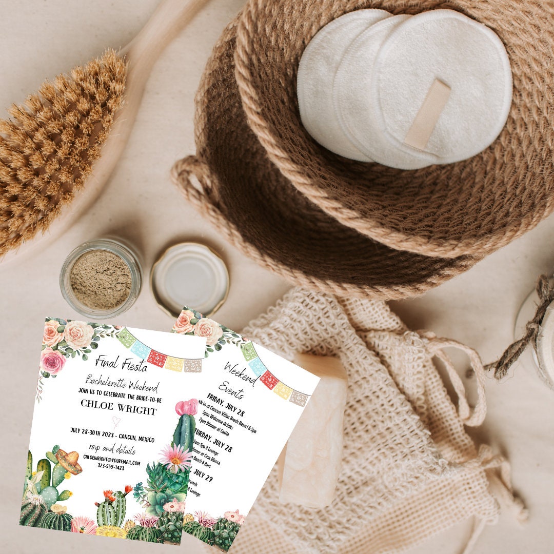 Editable Final Fiesta Bachelorette Invitation With Editable Itinerary ...