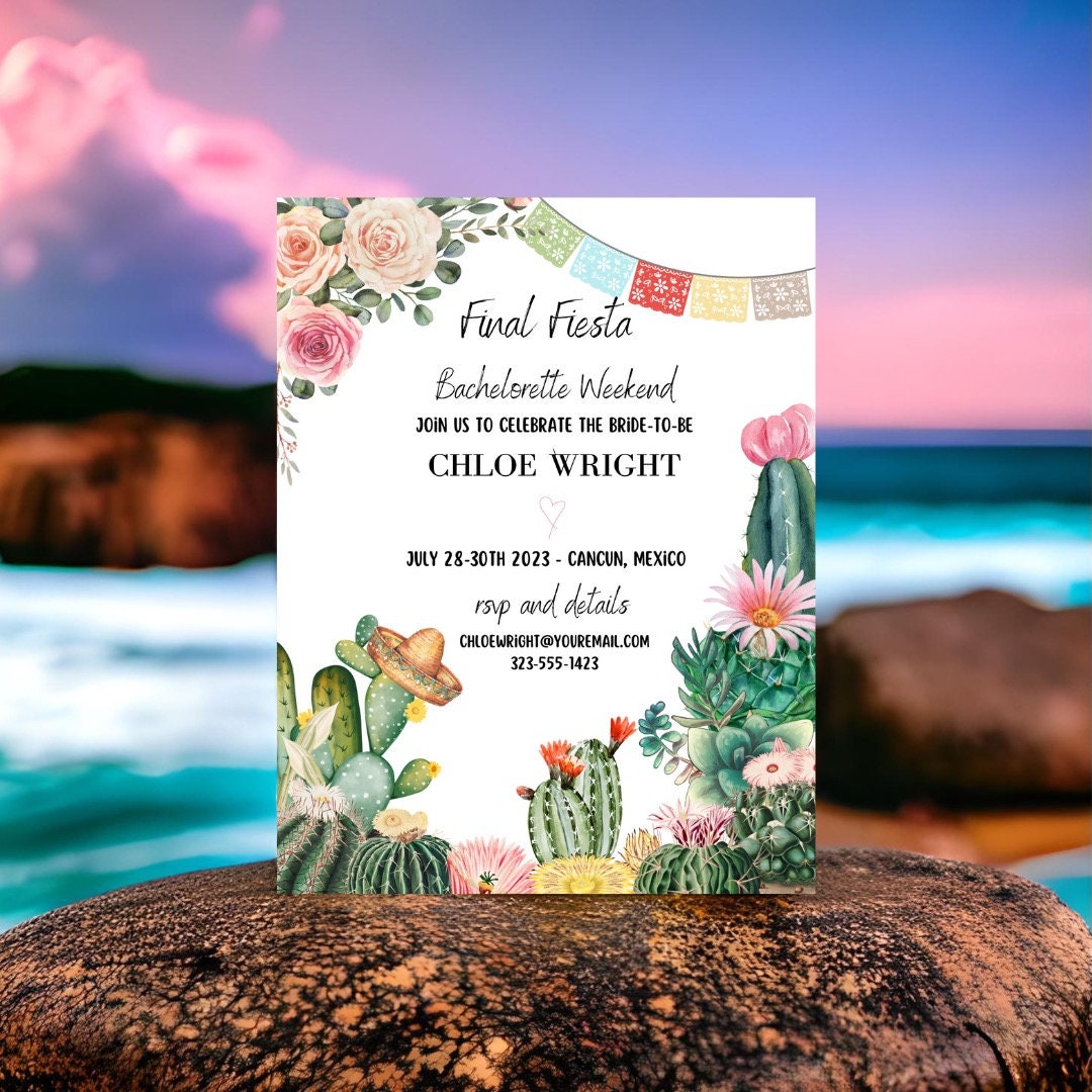 Editable Final Fiesta Bachelorette Invitation With Editable Itinerary ...
