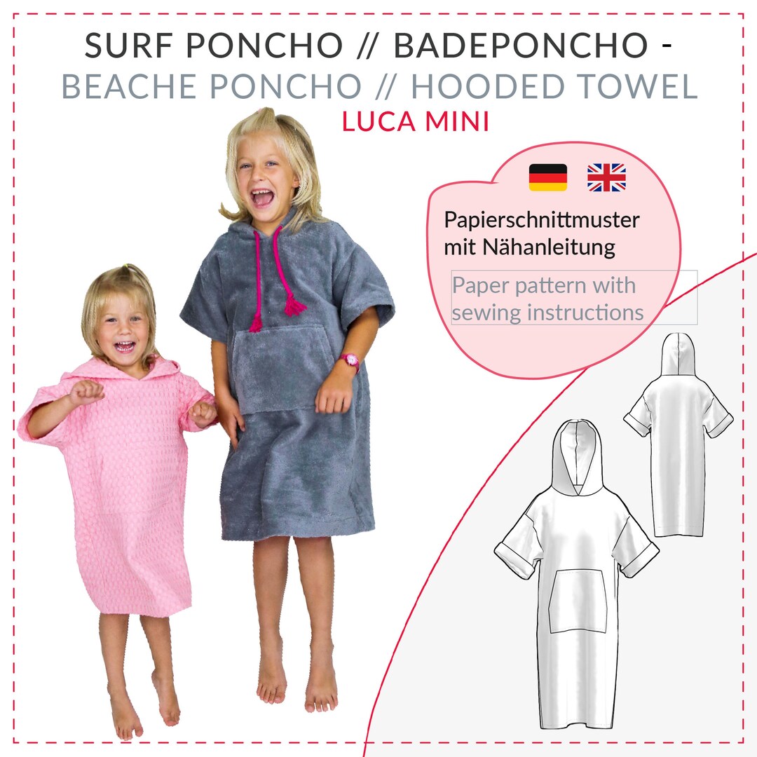 Kids Bath Poncho Pattern | Swim Poncho Pattern | Towel Poncho Pattern ...