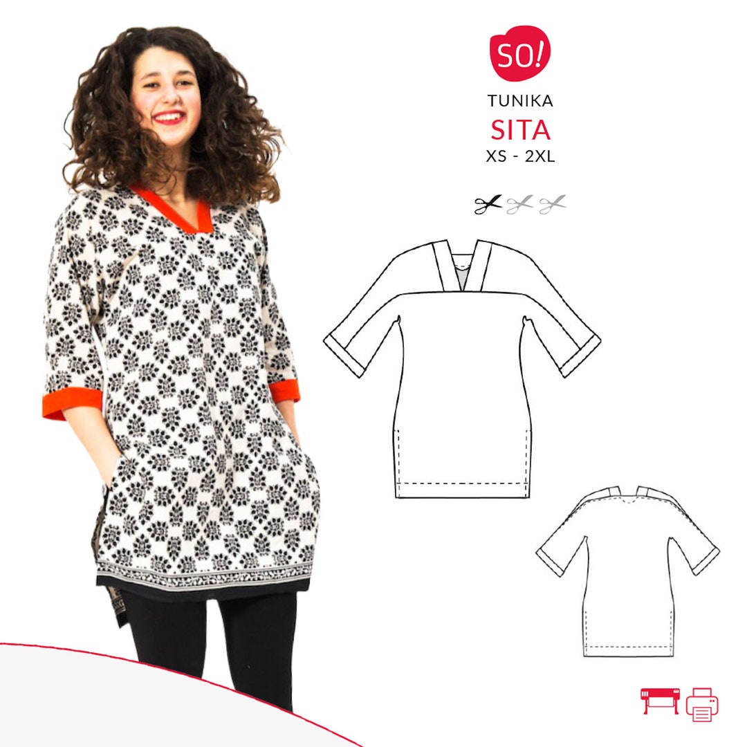 Tunic Sewing Pattern | Tunic Sewing for Beginners | Long Blouse Pattern ...