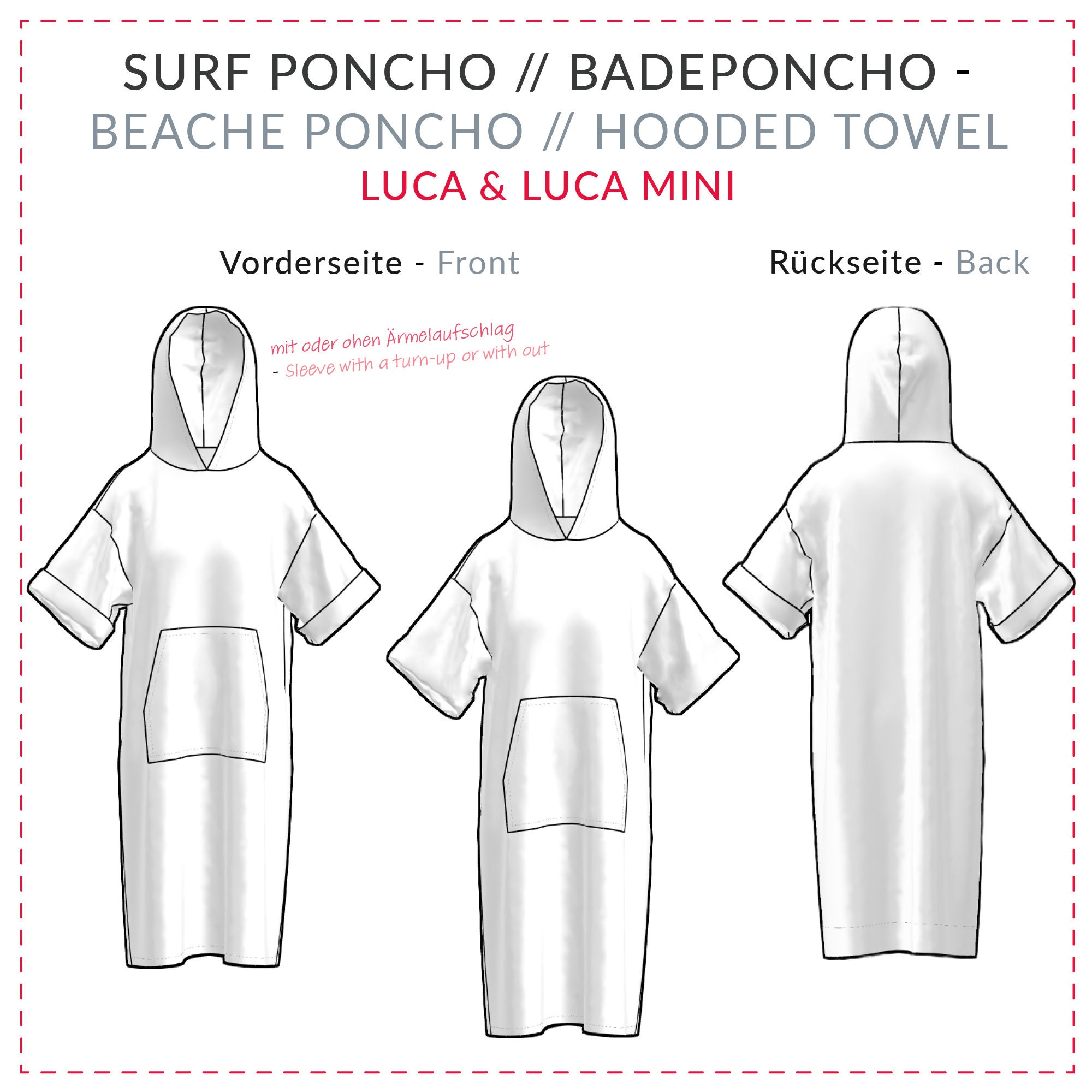 Surf Poncho Sewing Pattern Set (family) // Swim Poncho Pattern // Beach ...