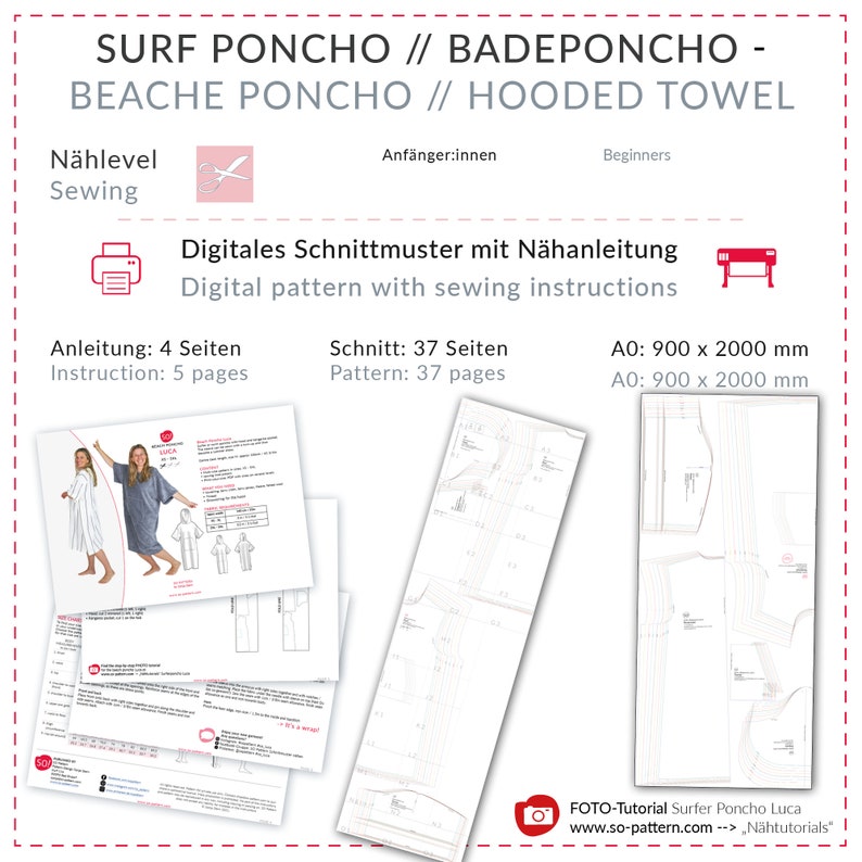 Surf Poncho Pattern | Men's Swimming Poncho Pattern | Swimming Poncho ...