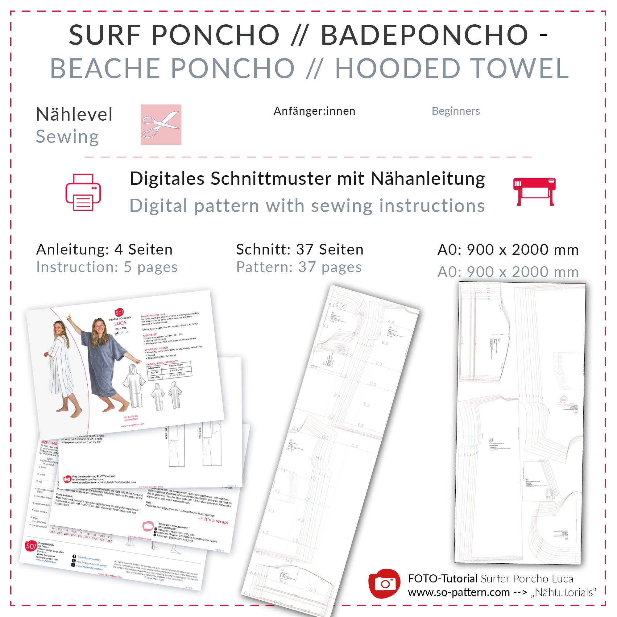 Surf Poncho Pattern | Men's Swimming Poncho Pattern | Swimming Poncho ...