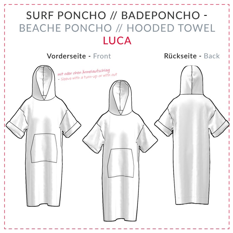 Super Practical and Quickly Sewn Surfer Poncho/bathing Poncho Luca XS ...