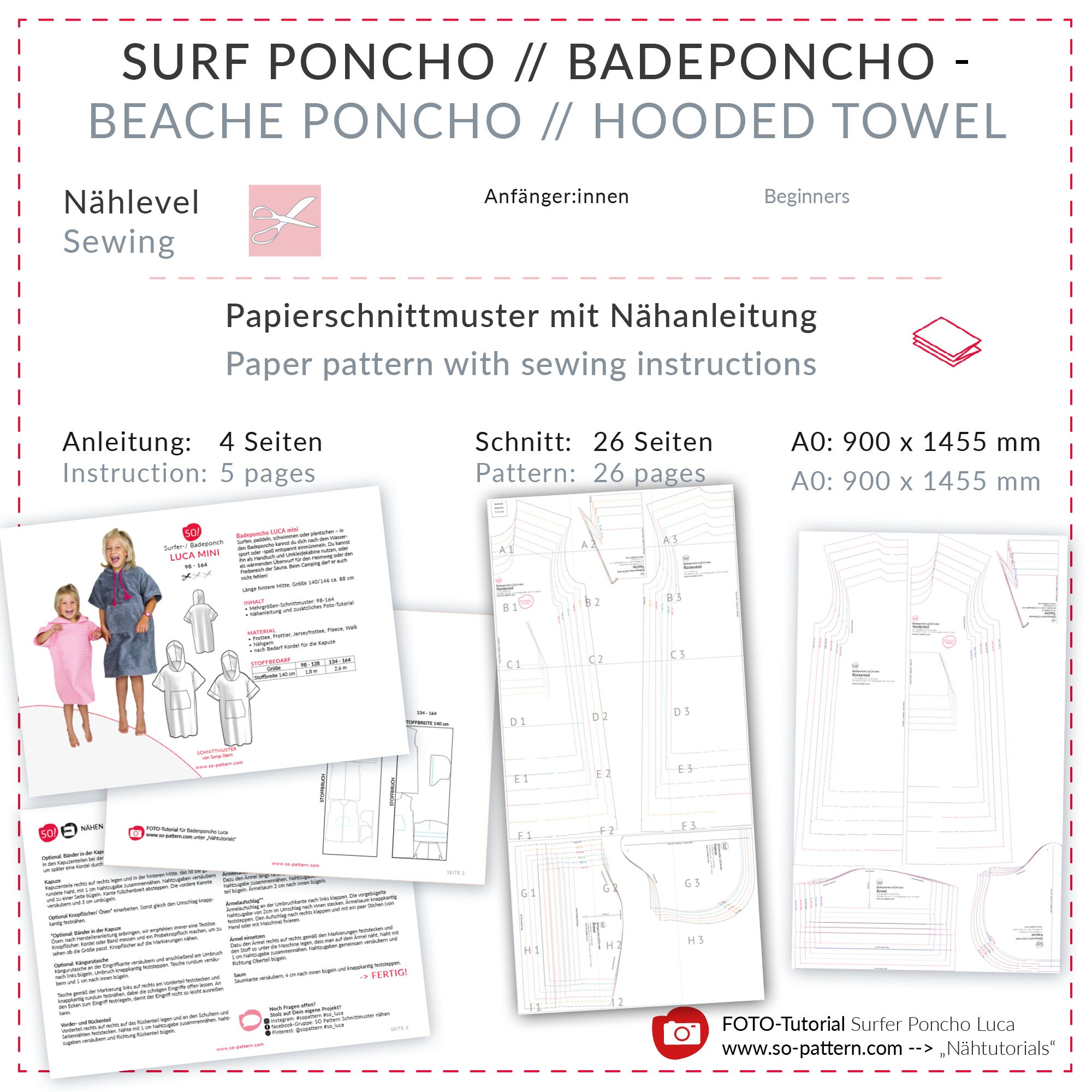 Kids Bath Poncho Pattern | Swim Poncho Pattern | Towel Poncho Pattern ...