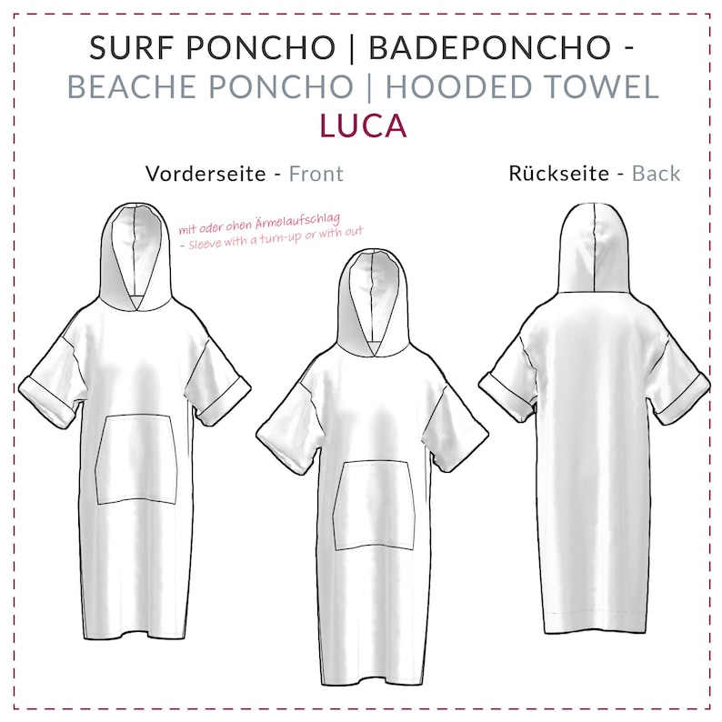 Surfe Poncho Sewing Pattern | Bathing Poncho Sewing Pattern | Beach ...