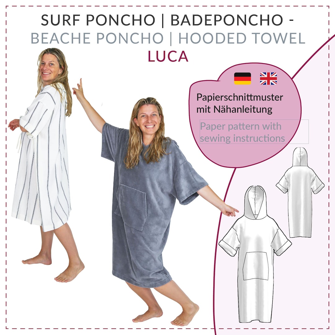Beach Towel Pattern | Surf Poncho Sewing Pattern | Swim Poncho Pattern ...