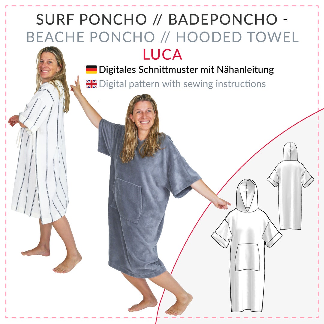Badeponcho Schnittmuster // Schnittmuster Surf Poncho // Surf - Etsy.de