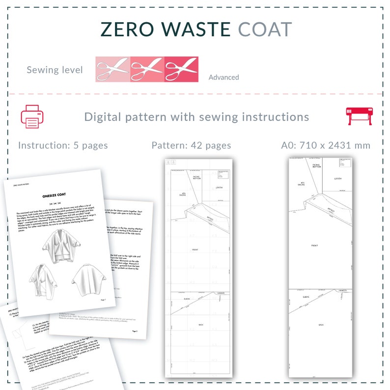 Zero Waste Coat Pattern // Zero Waste Sewing Pattern // Coat Sewing ...