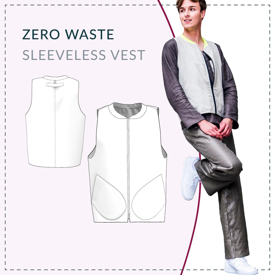 Mens Vest Sewing Pattern | Men Vest Sleeveless | Zero Waste Sleeveless ...