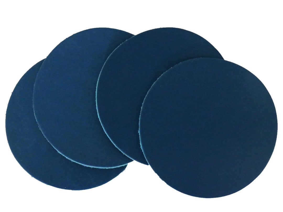 Blue Leather Coaster Shapes, Blue Vegetable Tanned Coasters, Round ...