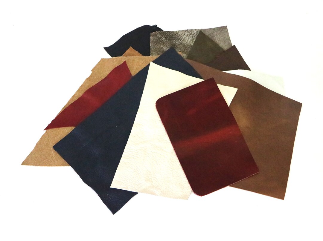 One Pound Upholstery Leather, Mixed Colors, Leather Scrap Remnants ...