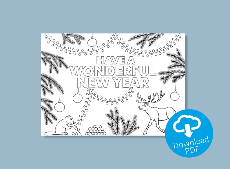 Coloring Card "new Year" | Crafts and Coloring for Children, Teachers ...