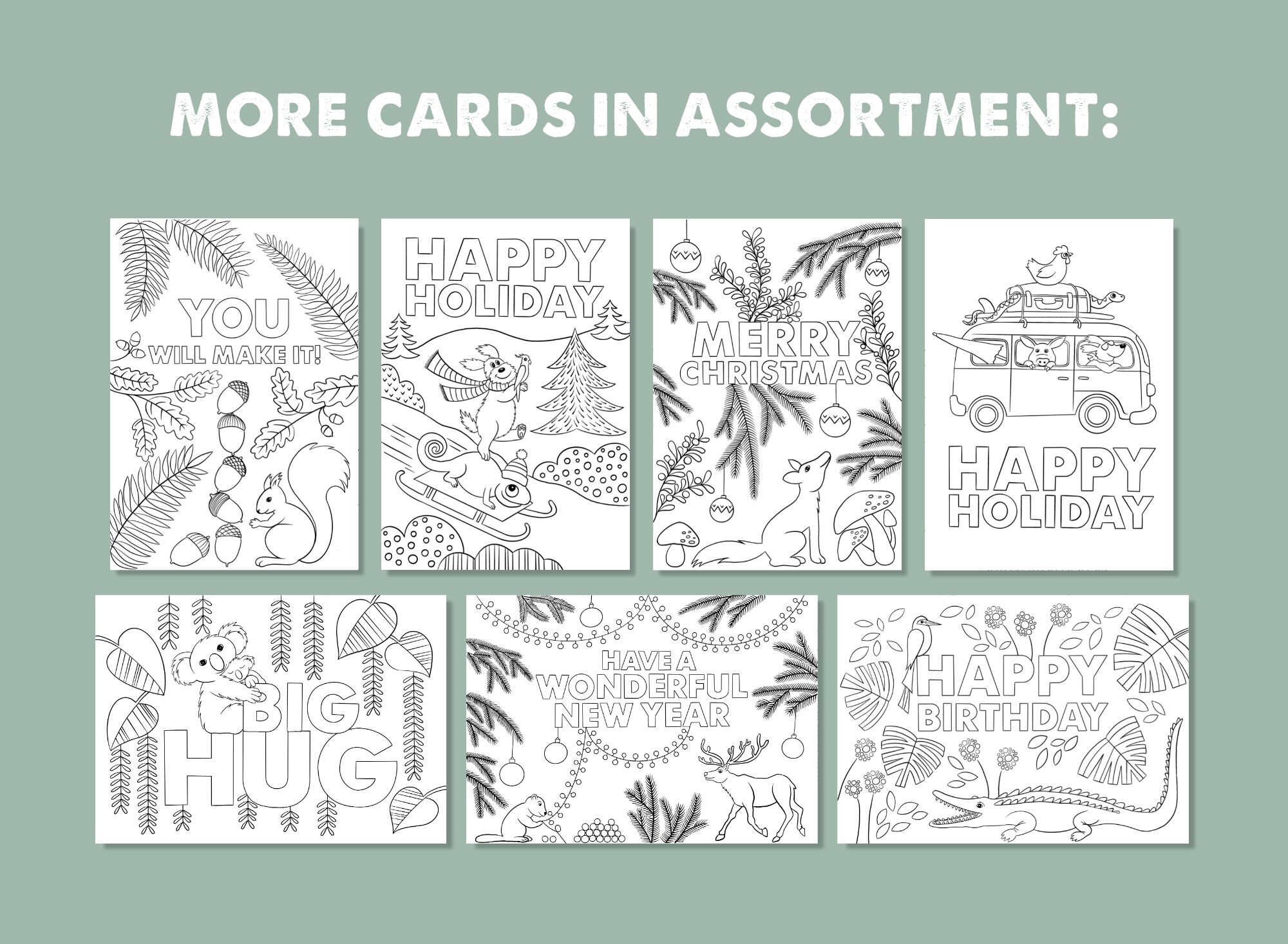 Coloring Card big Hug DIY Postcard Self Made - Etsy