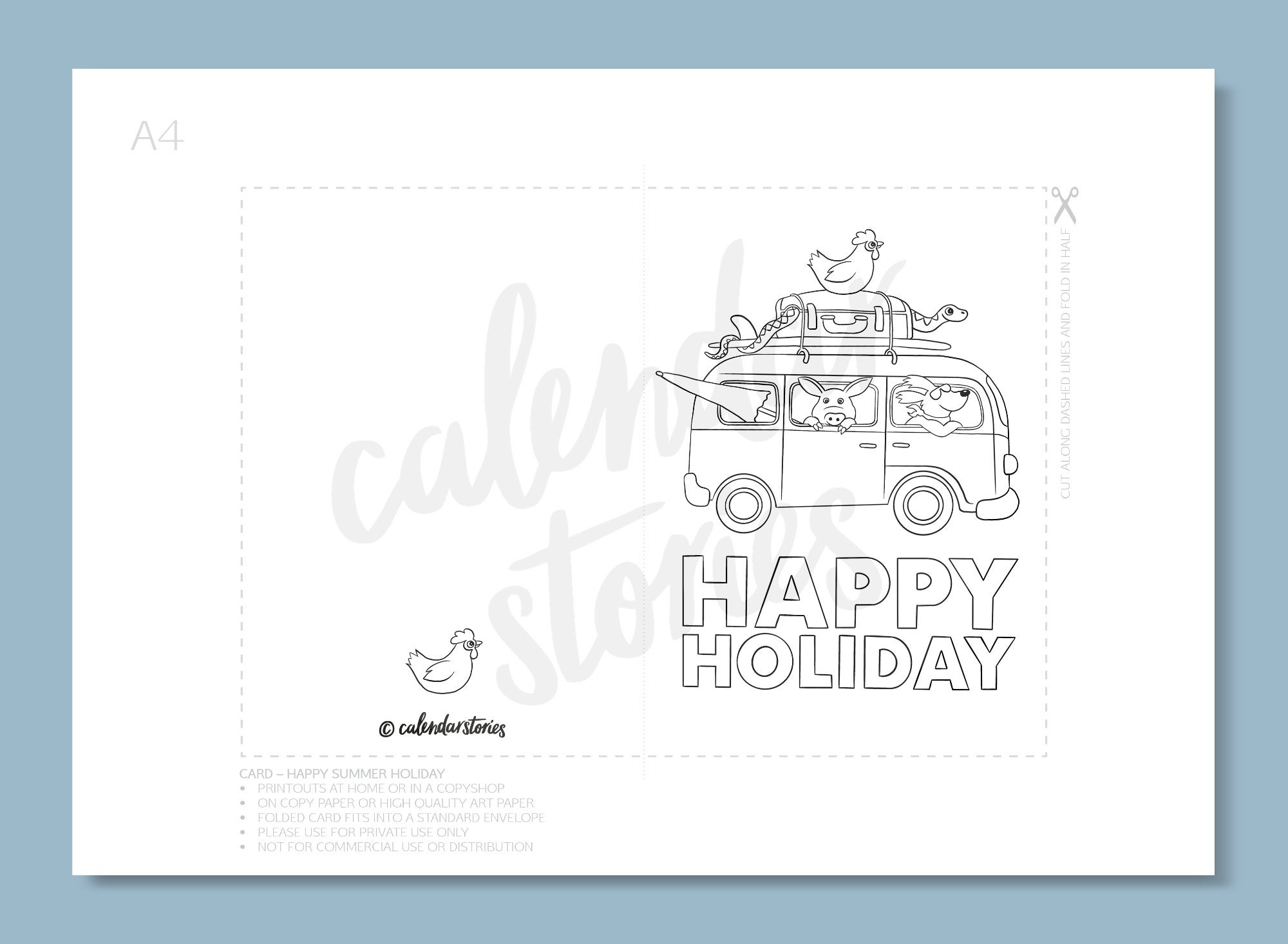 Coloring Card "happy Holiday" | DIY Greeting Card | Craft and Color for ...