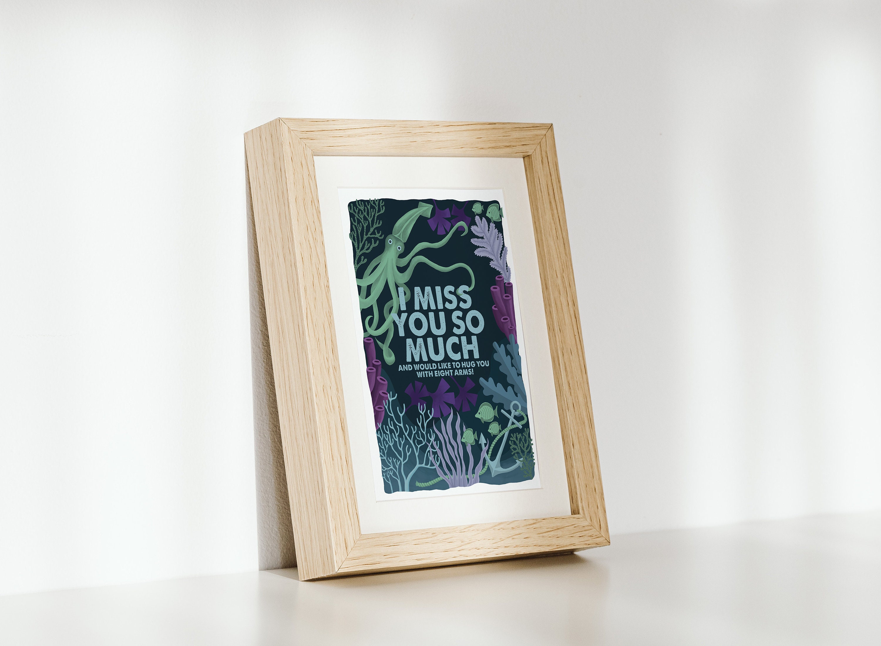 Postcard "i Miss You so Much and Would Like to Hug You With Eight Arms ...