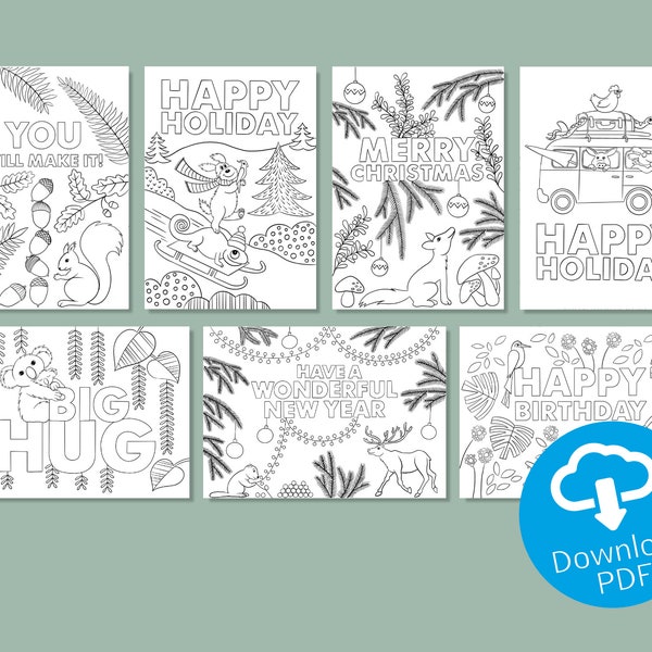 Coloring Postcards - Etsy