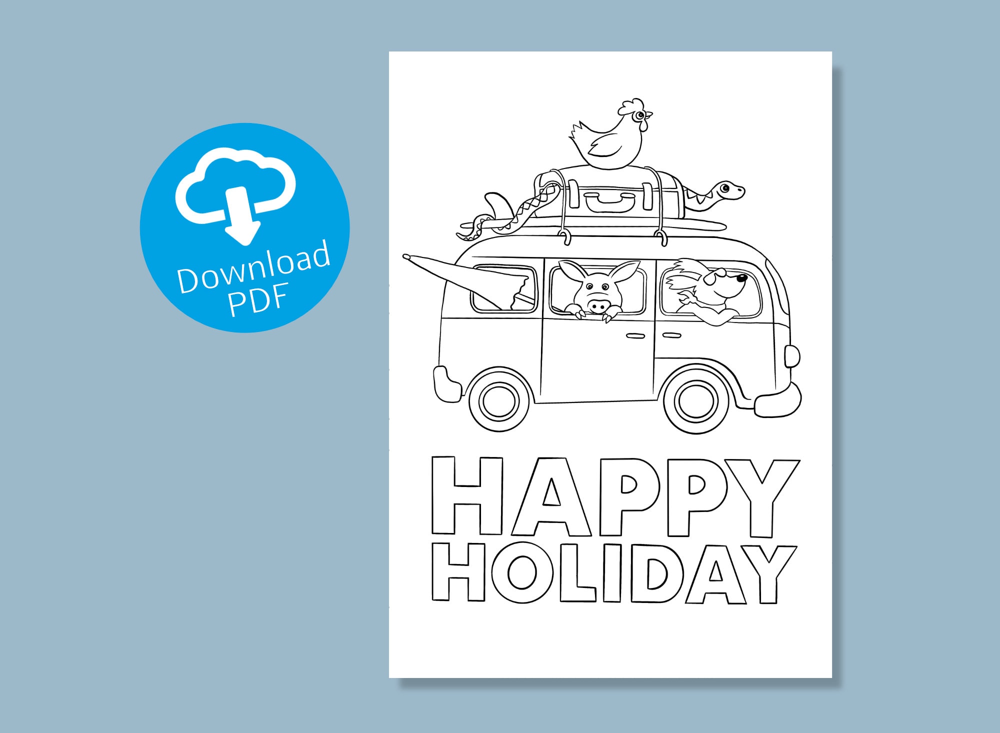 Coloring Card "happy Holiday" | DIY Greeting Card | Craft and Color for ...