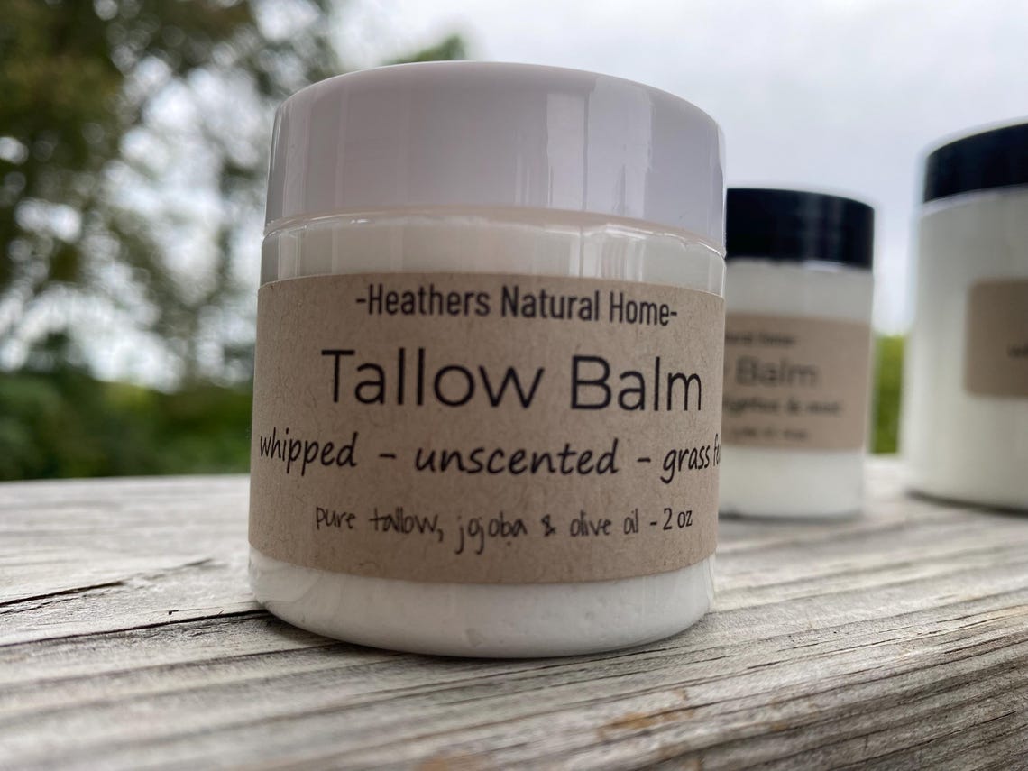 Unscented Grass Fed Beef Tallow Balm: Natural Face & Body Cream, Pure ...