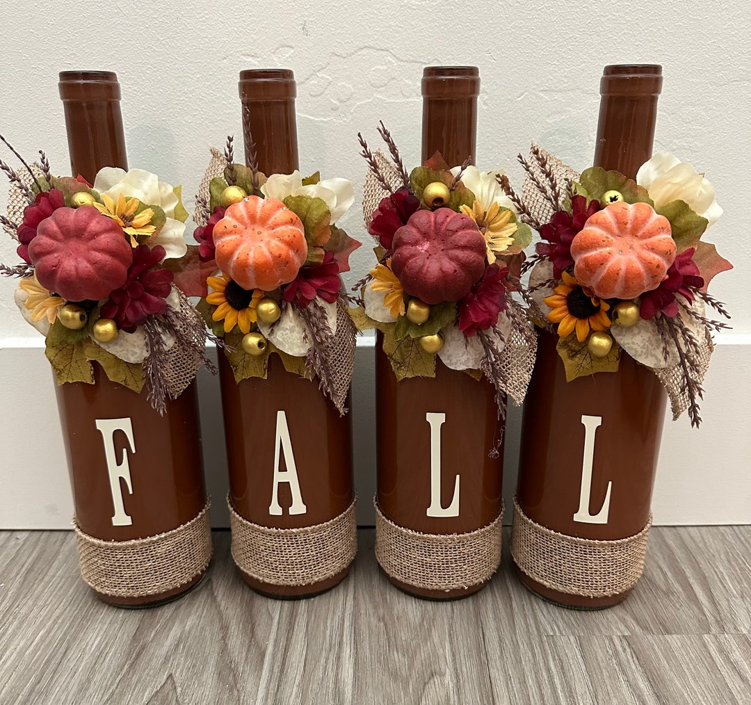 Fall Wine Bottle Home Decor Set - Etsy