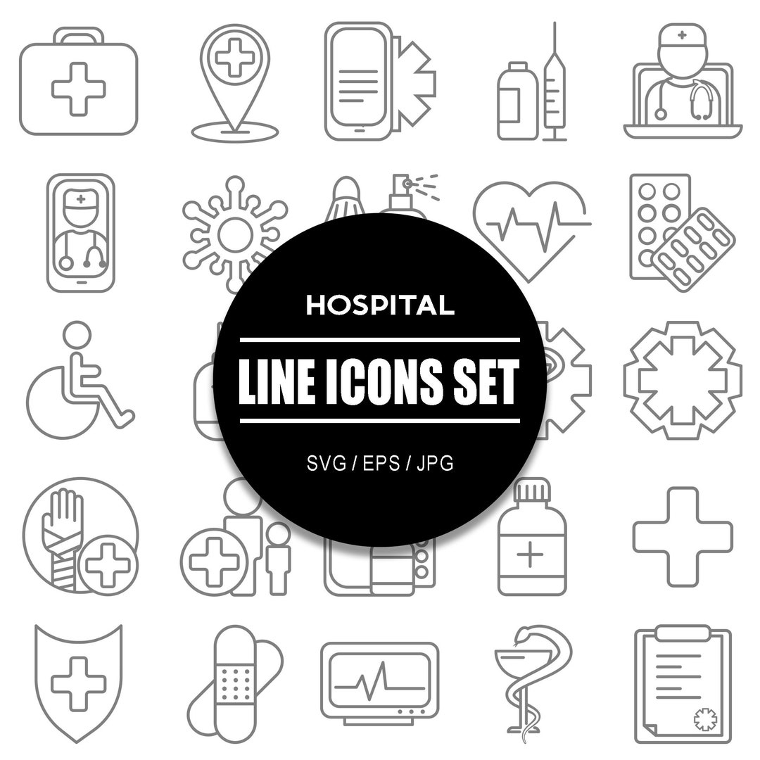 Hopsital Healthcare and Medical Line Icon Set I Outline Icon Bundle in ...
