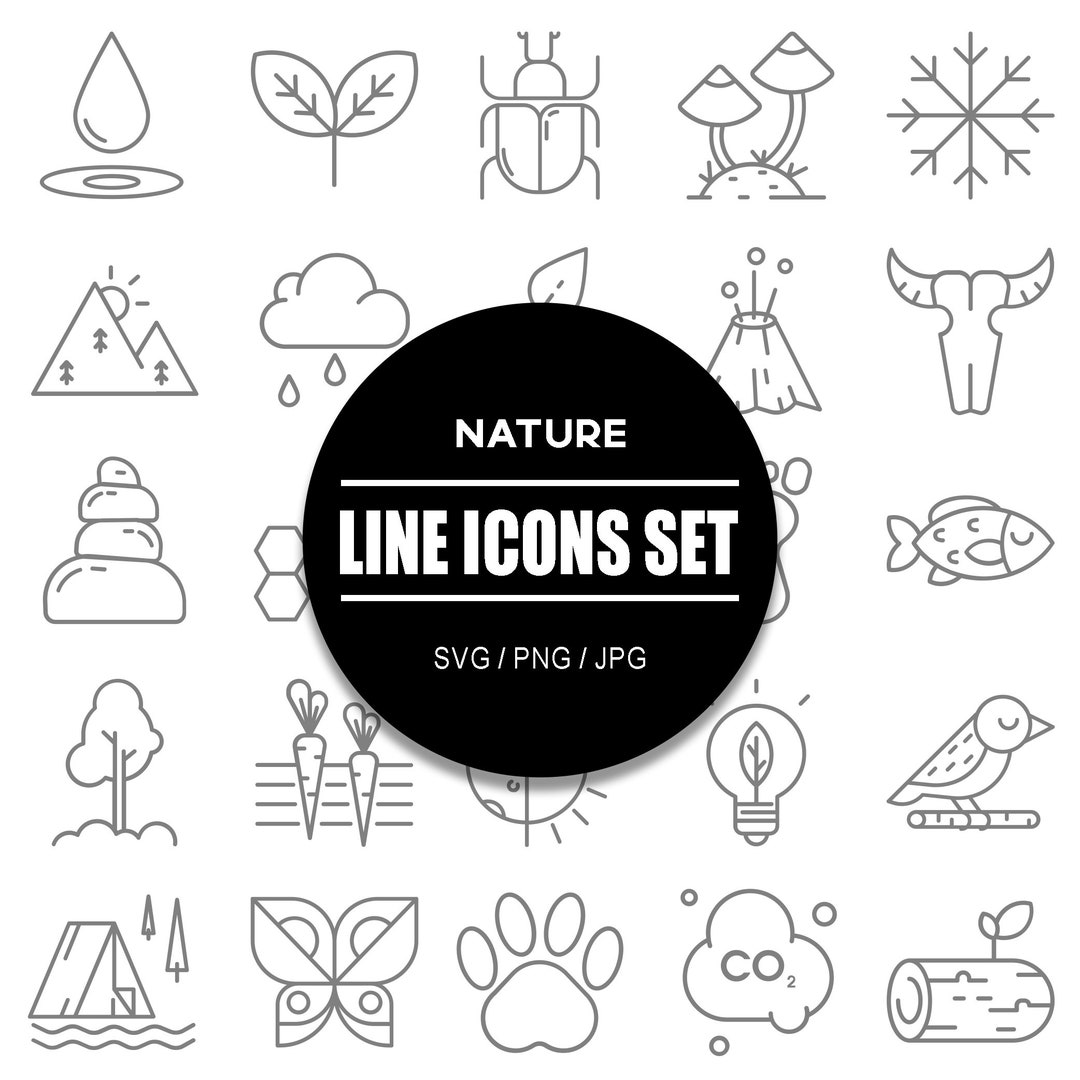 Nature Outdoor Line Icon Set I Outline Icon Bundle in SVG PNG JPG ...