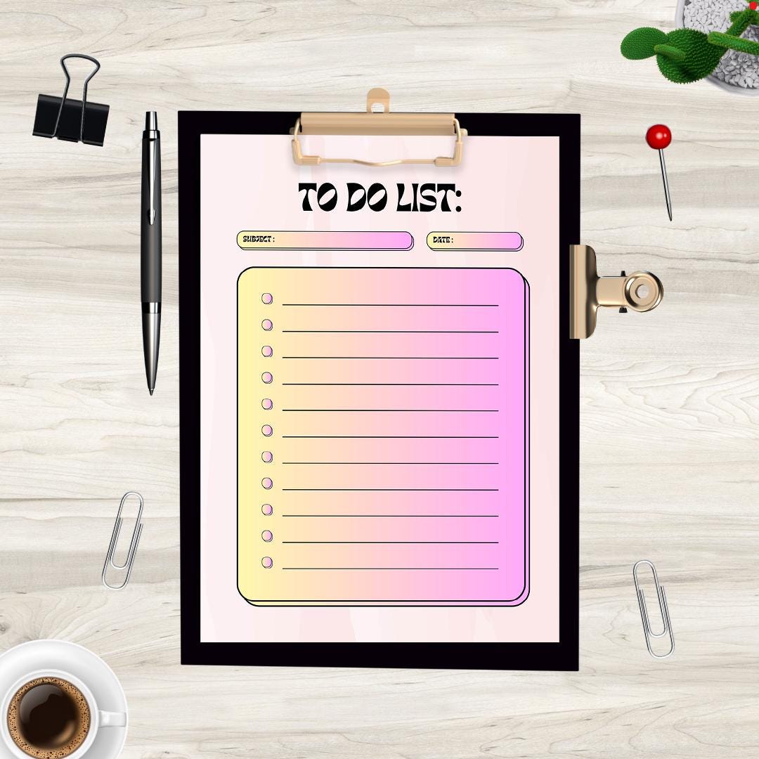 Printable to Do List A4/A5 | Task List | Notes | Printable & Fillable ...