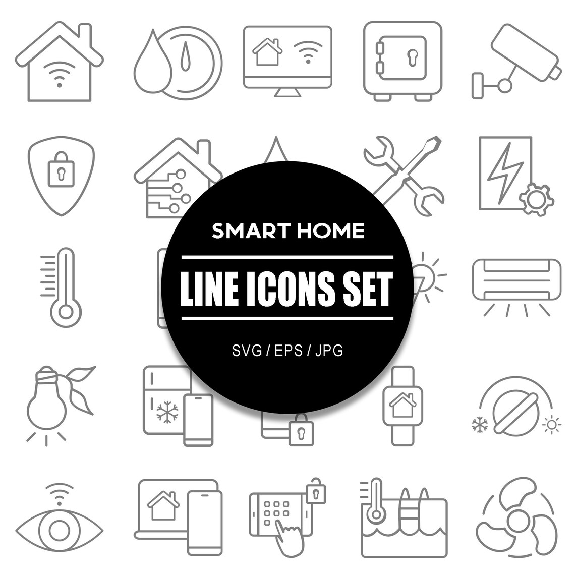 Smart Home Line Icon Set I Outline Icon Bundle in SVG EPS JPG Format - Etsy