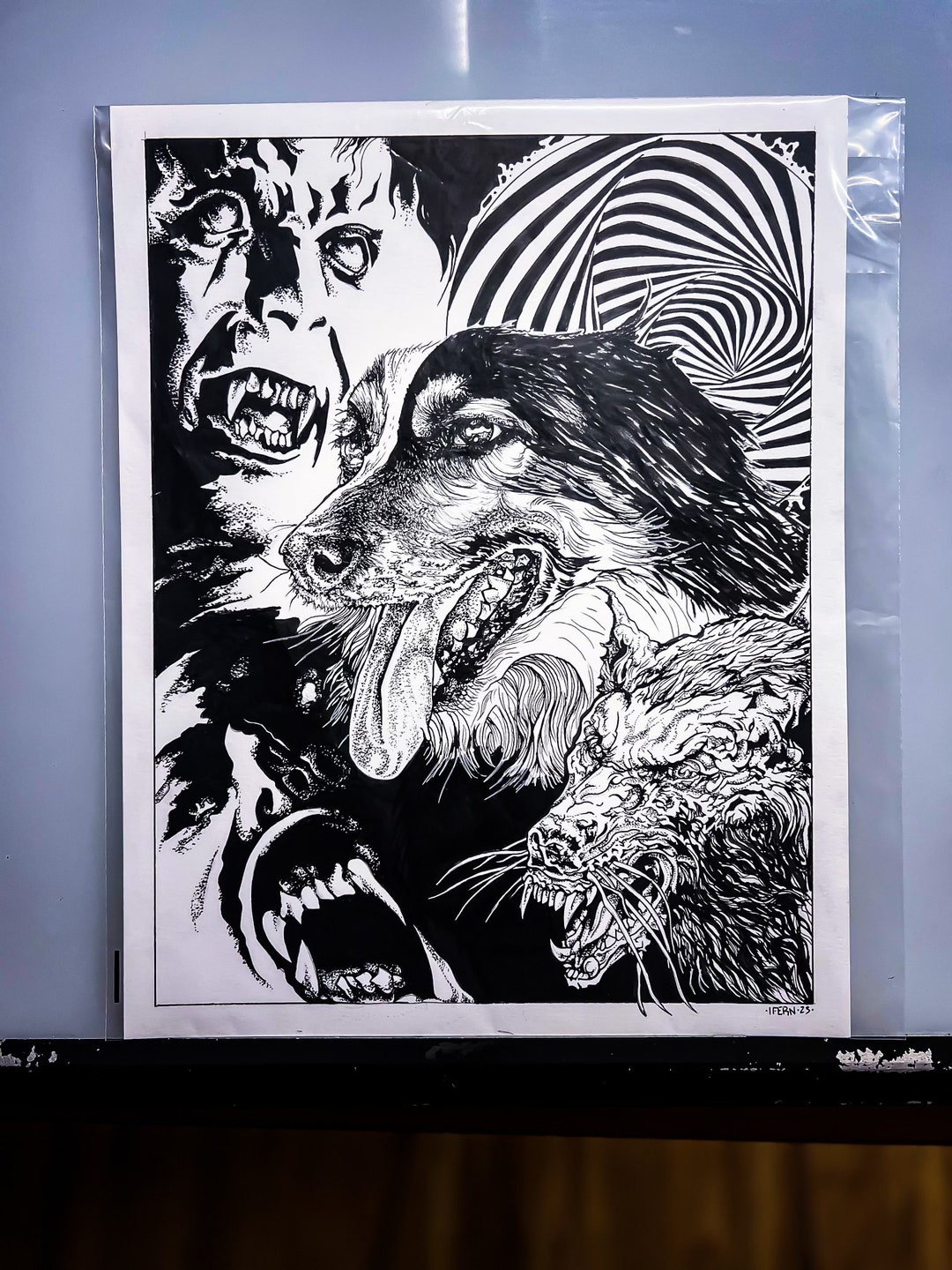 Horror Pet Portrait Hand Drawn or Digital Detailed Gift Gothic Wall Art ...