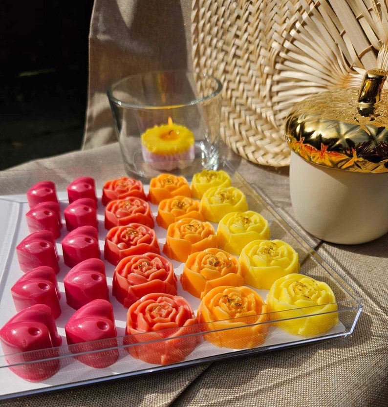 Handmade Wax Melts Autumn Box 3 Roses and 2 Hearts White - Etsy UK
