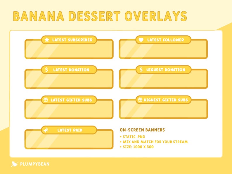 Twitch Stream Overlay Package - Cute Banana Dessert - Etsy