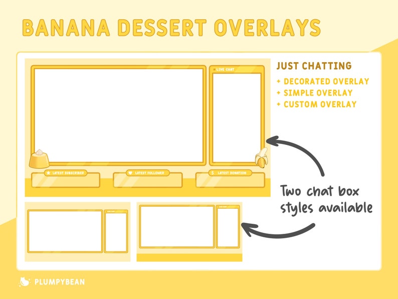 Twitch Stream Overlay Package - Cute Banana Dessert - Etsy
