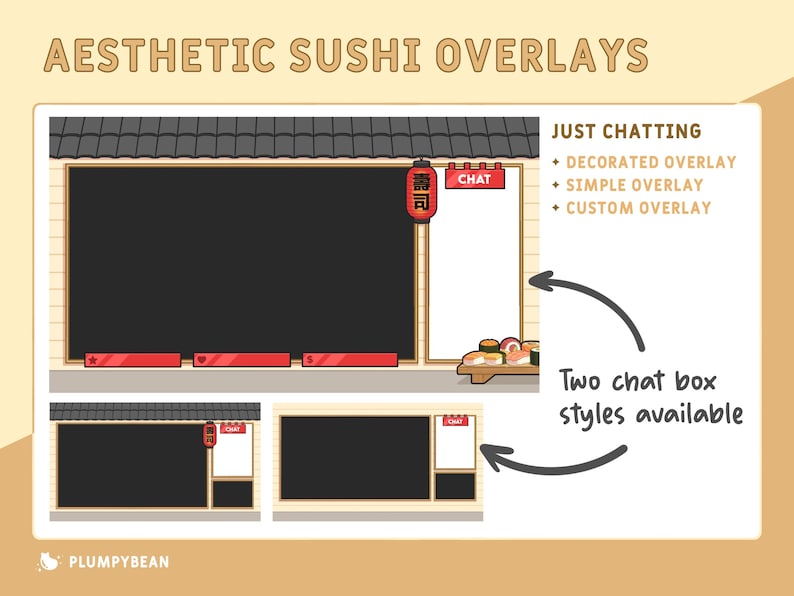 Twitch Stream Overlay Package - Aesthetic Red Sushi - Etsy