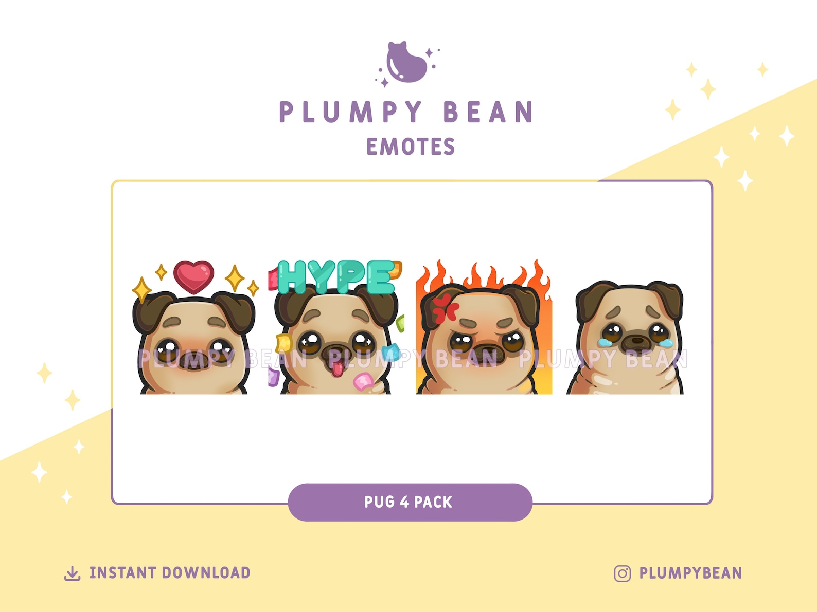 Twitch and Discord Emotes Pack - Fawn Pug Dog - Etsy Australia
