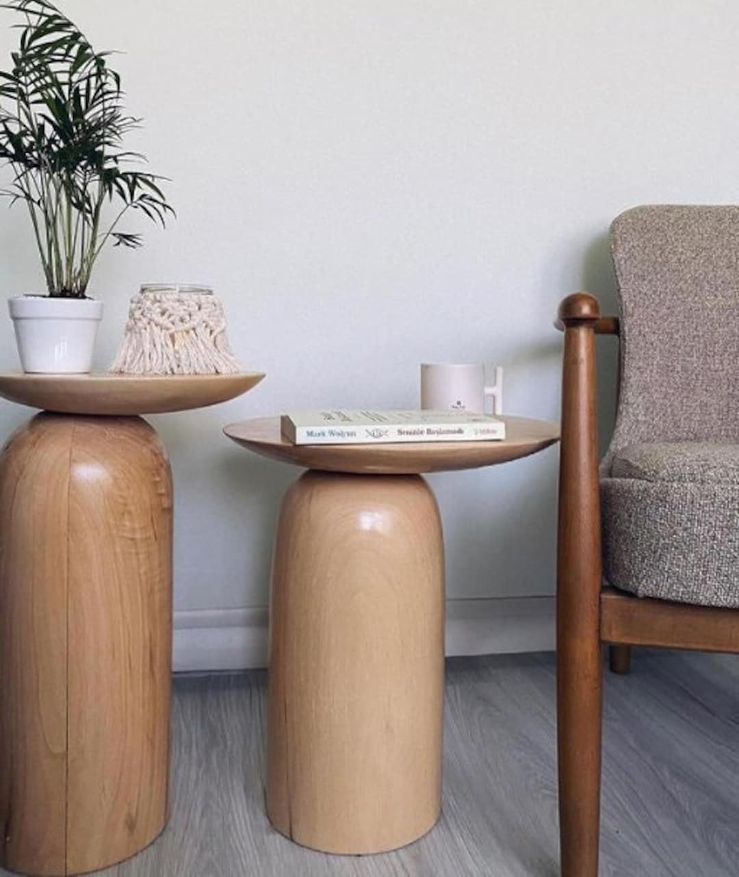 Side Table, Mushroom Coffee Table, Wooden Side Table, Plant Stand, Home ...