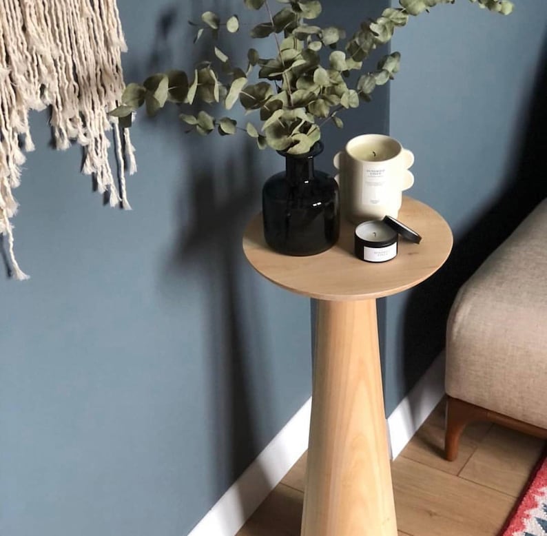 Handmade Linden Wood Mushroom Side Table: Modern Plant Stand - Etsy