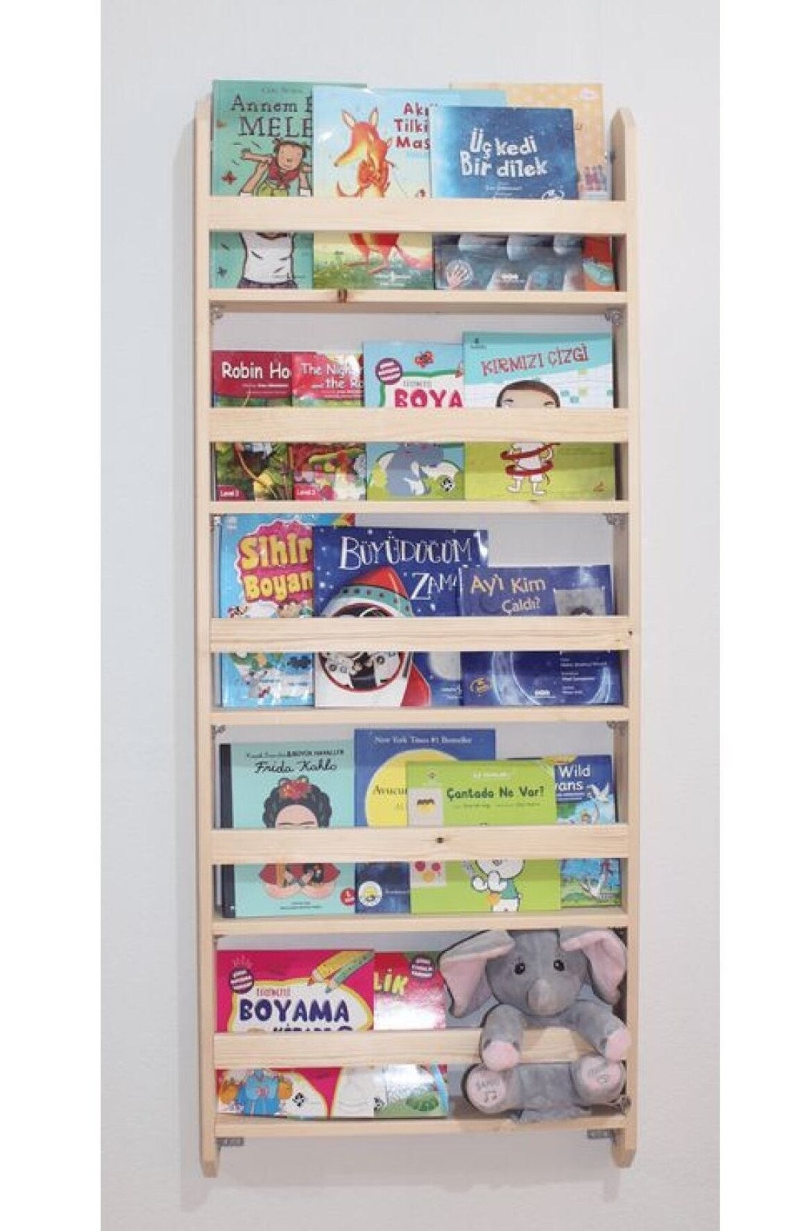 Natural Wood Montessori Bookshelf: 5-shelf Kids Room Library - Etsy