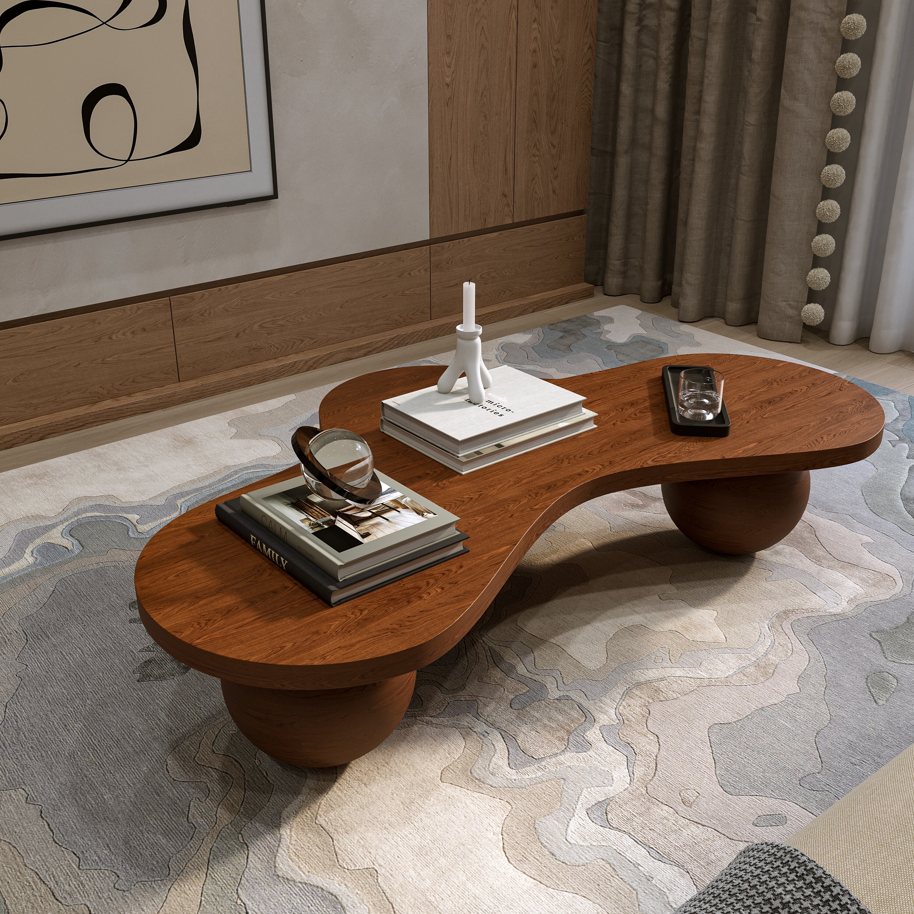 Walnut Coffee Table Wooden Center Table Ball Table Livingroom Center Table home Gift Wooden Balls Home deas Nordic Furniture Etsy