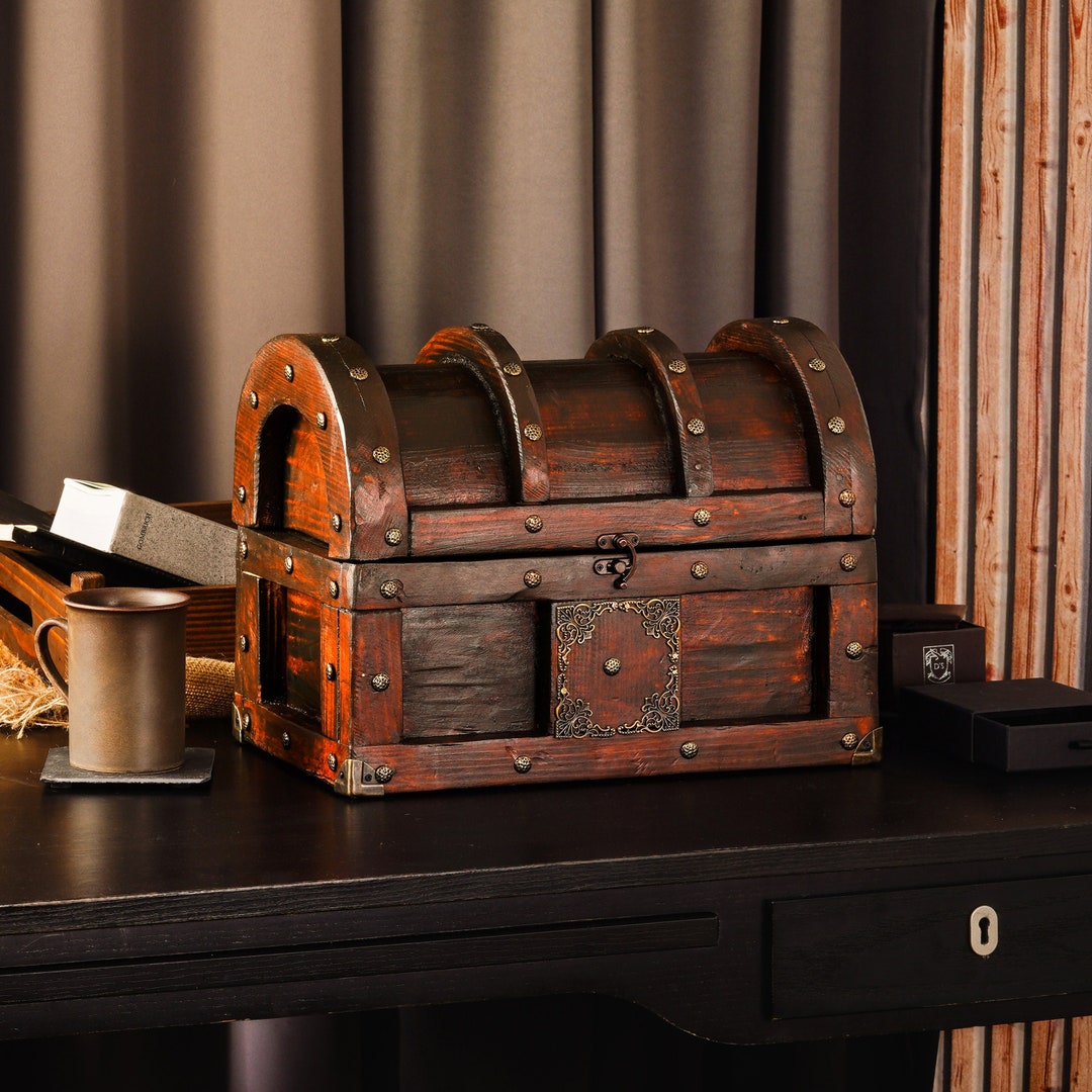 Handcrafted Vintage Wooden Chest, Perfect for Jewelry, Watches, and ...