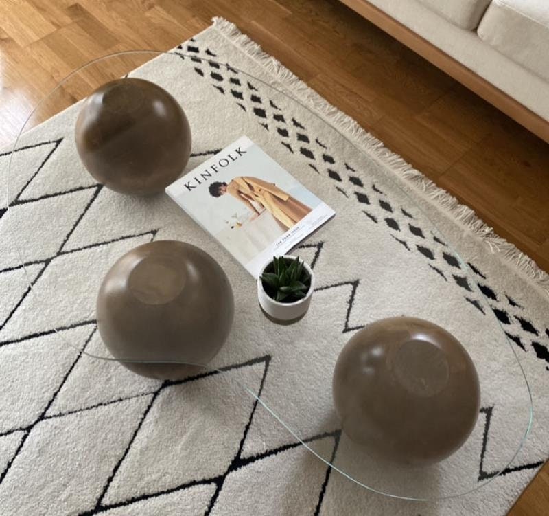 Wooden Ball Coffee Table: Glass Top, Modern Living Room Decor - Etsy