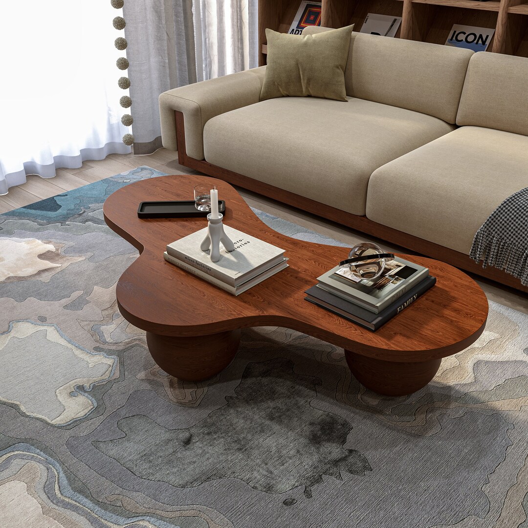 Walnut Coffee Table, Wooden Center Table, Ball Table, Livingroom Center ...