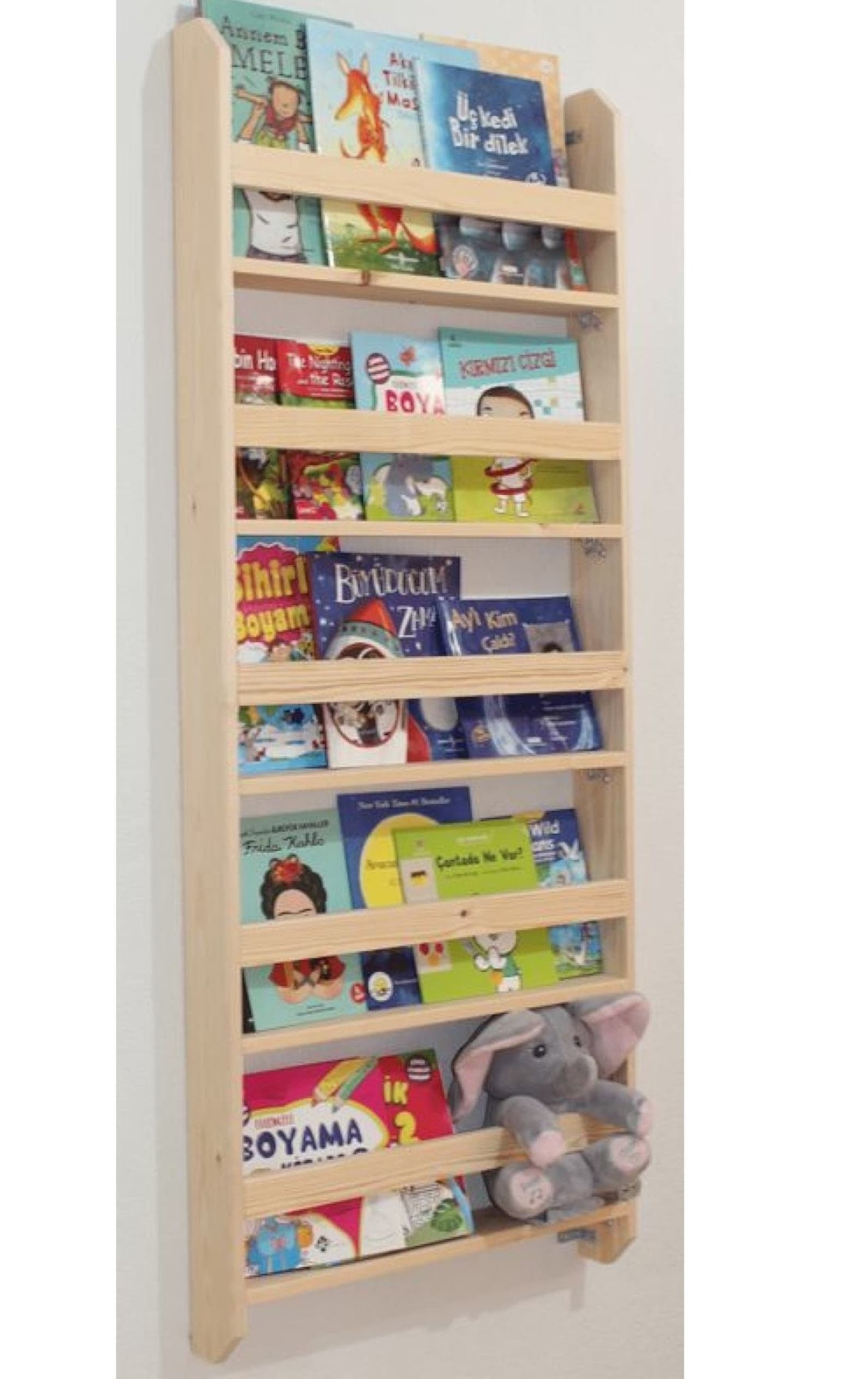 Natural Wood Montessori Bookshelf: 5-shelf Kids Room Library - Etsy