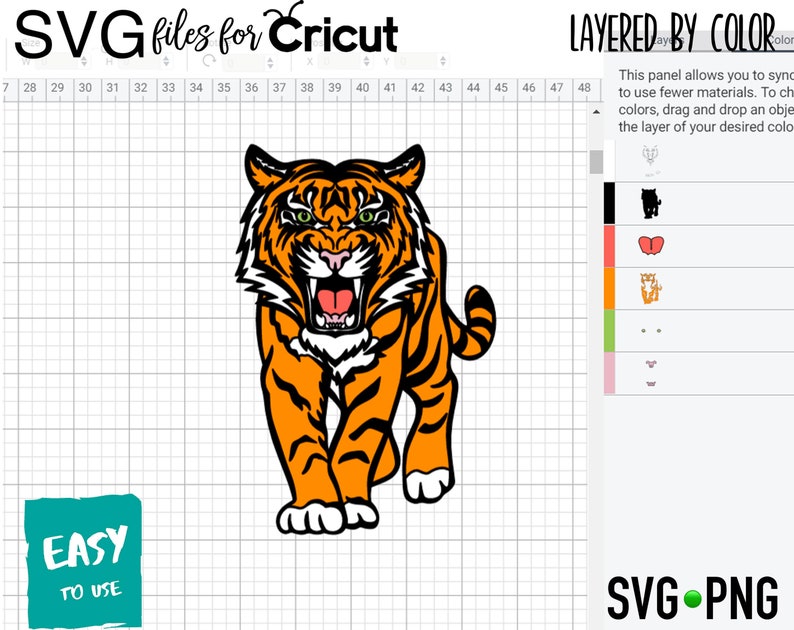 Tiger SVG Cricut svg Clipart Layered SVG Animal svg Files | Etsy