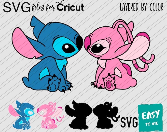 Stitch and Angel SVG & PNG Clip Files Printable Images - Etsy