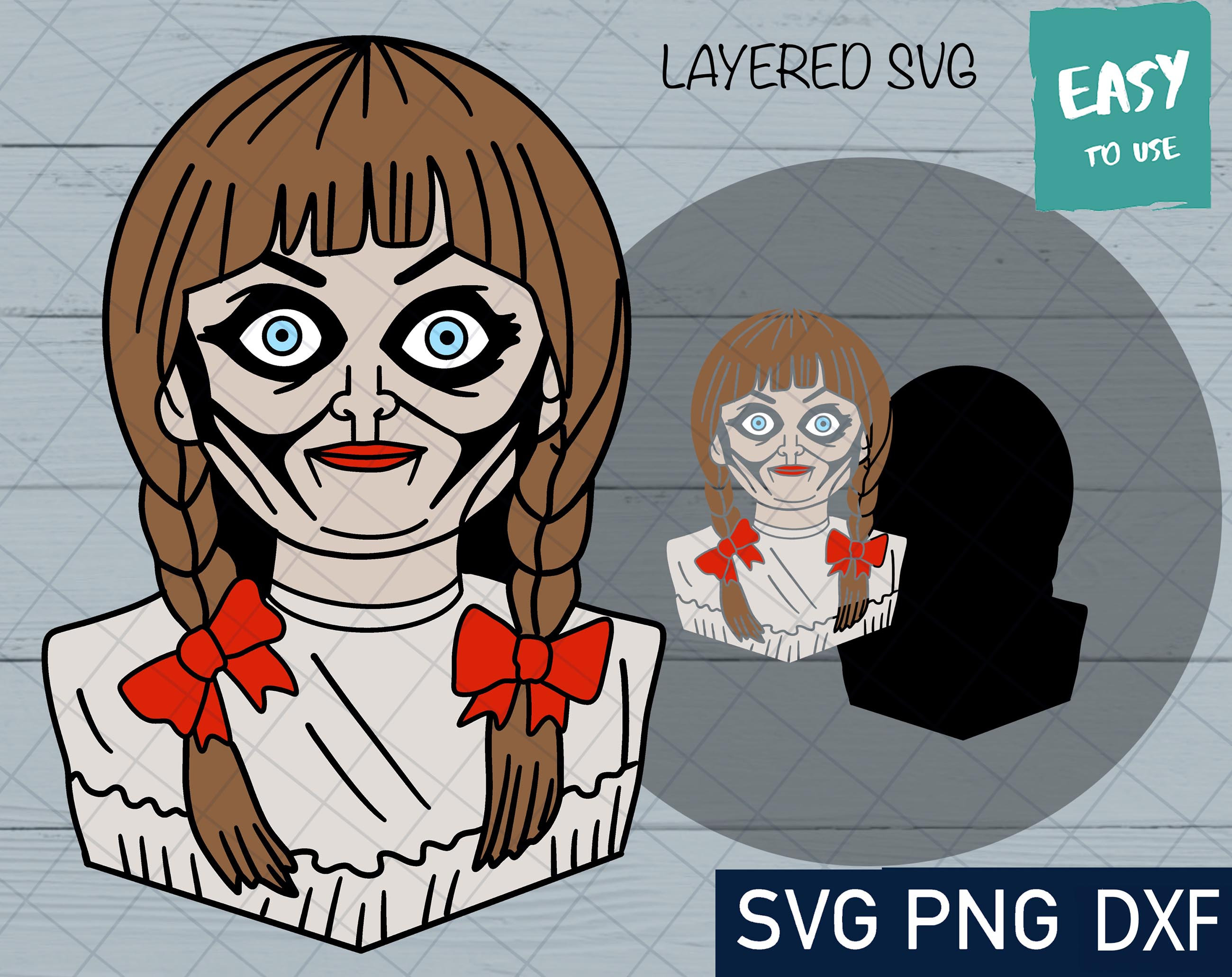 Annabelle SVG Cricut Svg Clipart Layered SVG Files for - Etsy