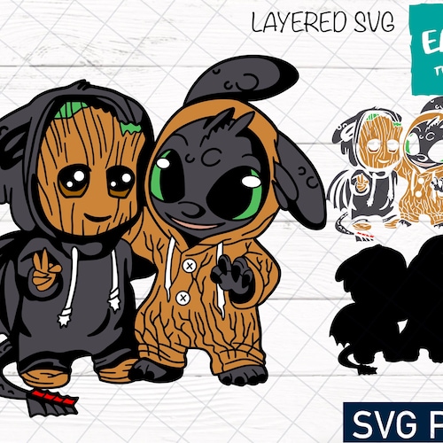 Dragon and Cartoons SVG Cricut Svg Clipart Layered SVG - Etsy